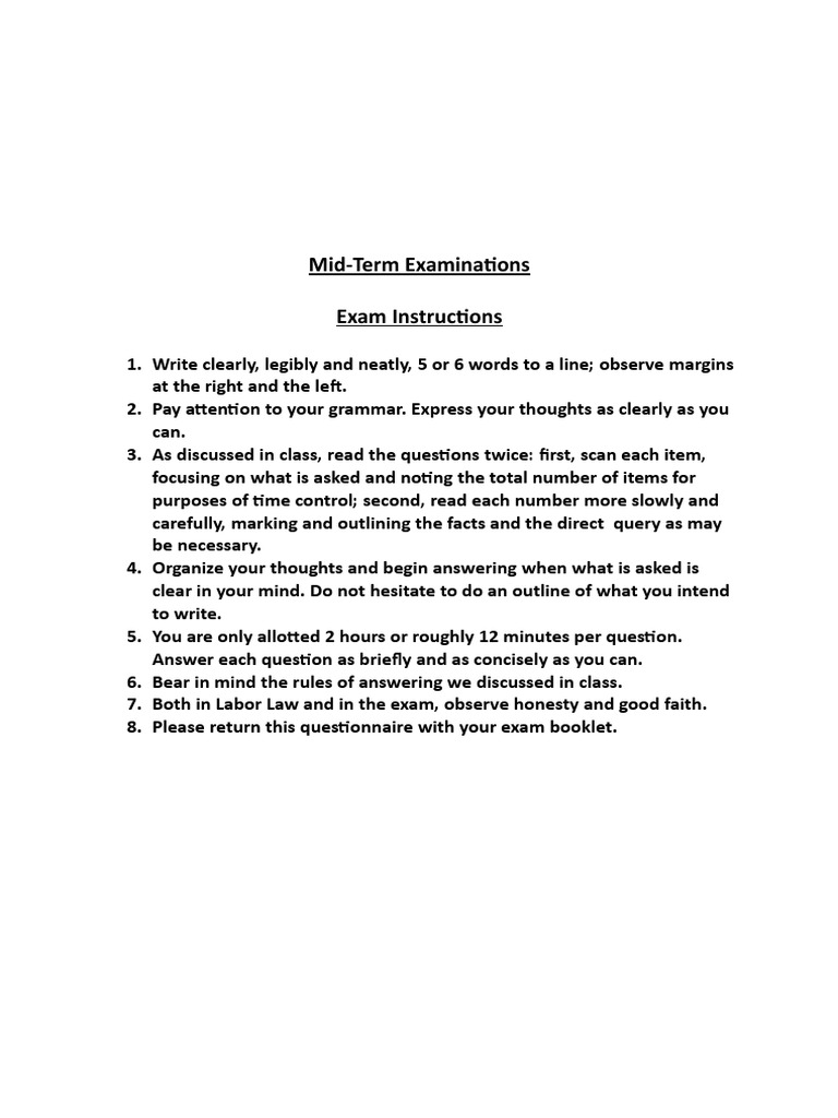 Mid-Term Exam Instructions Guide | PDF