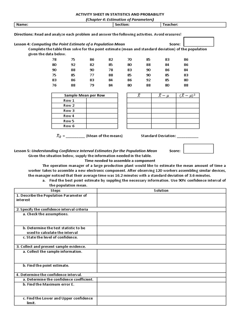 Estimating Population Parameters with Confidence | PDF | Confidence Interval | Errors And Residuals