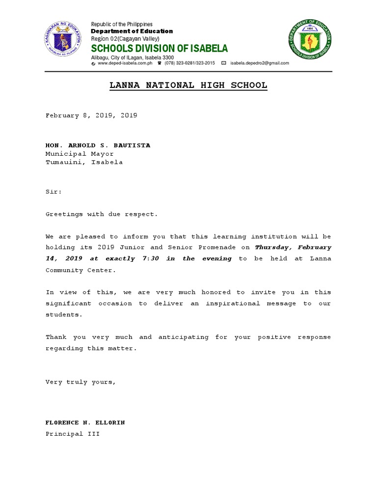 Letter of Invitation To Mayor | PDF