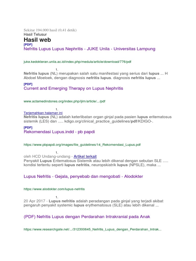 Nefritis Lupus: Komplikasi Serius SLE | PDF