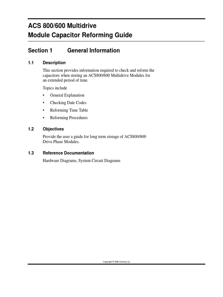 ACS 800/600 Multidrive Module Capacitor Reforming Guide: Section 1 ...