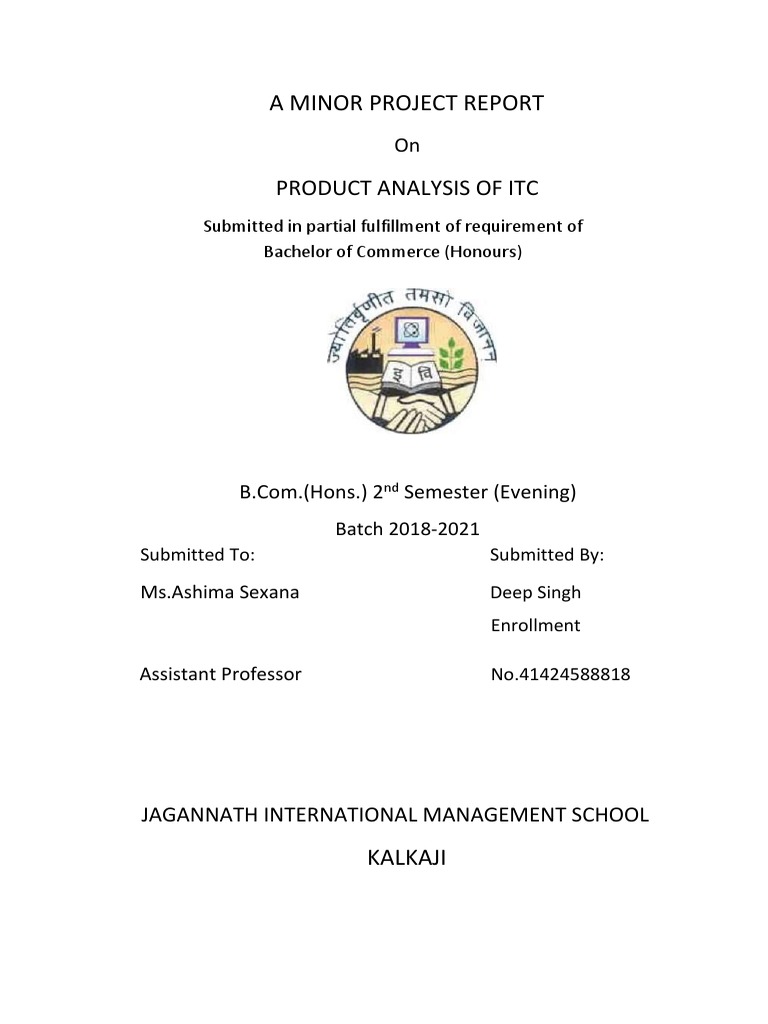 A Minor Project Report: Product Analysis of Itc | PDF | Product ...