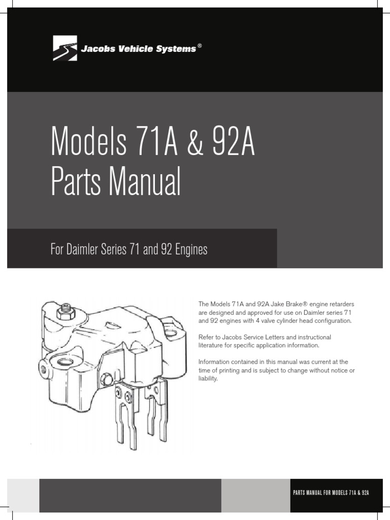 Jake Brake Parts Manual 71 92 | PDF | Valve | Piston