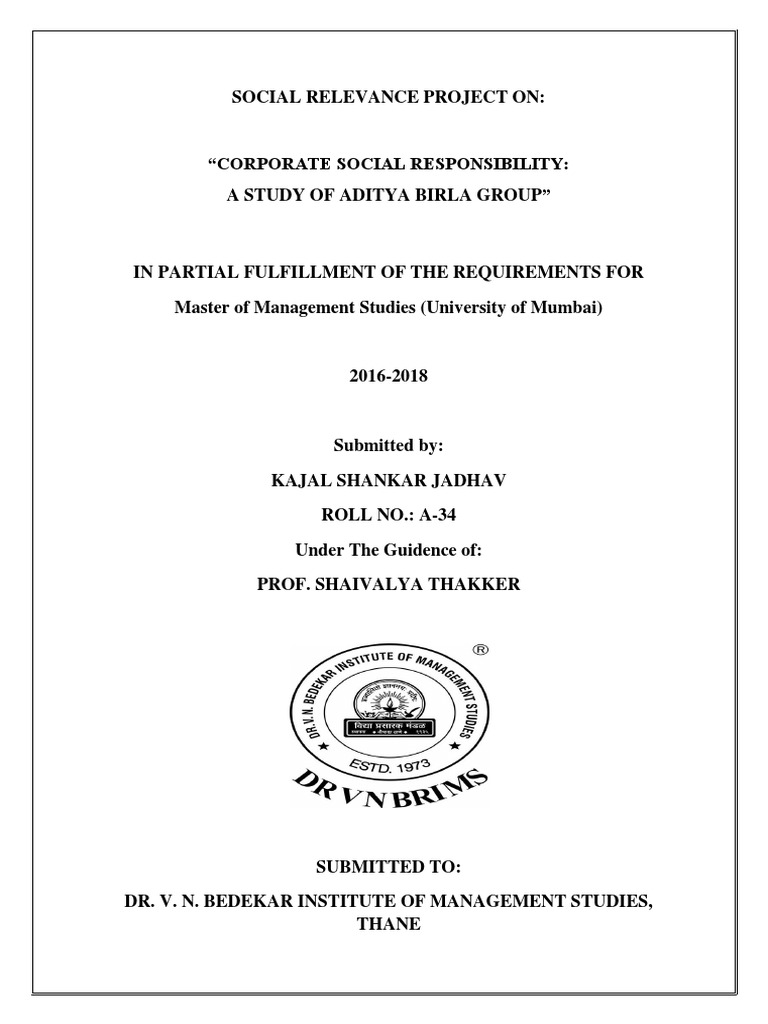 Social Relevance Project On Project | PDF | Corporate Social ...