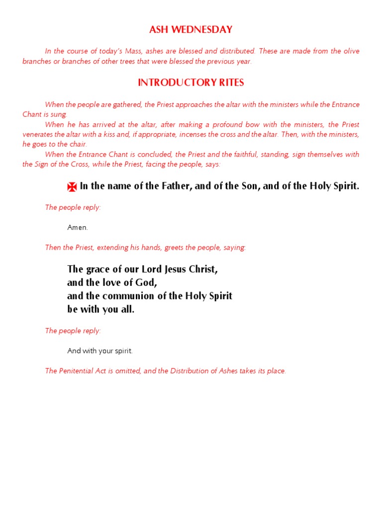 Ash Wednesday Mass | PDF | Mass (Liturgy) | Eucharist