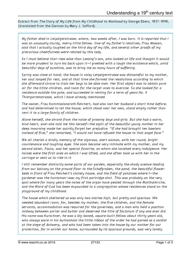 Understanding 19th Century Text | PDF