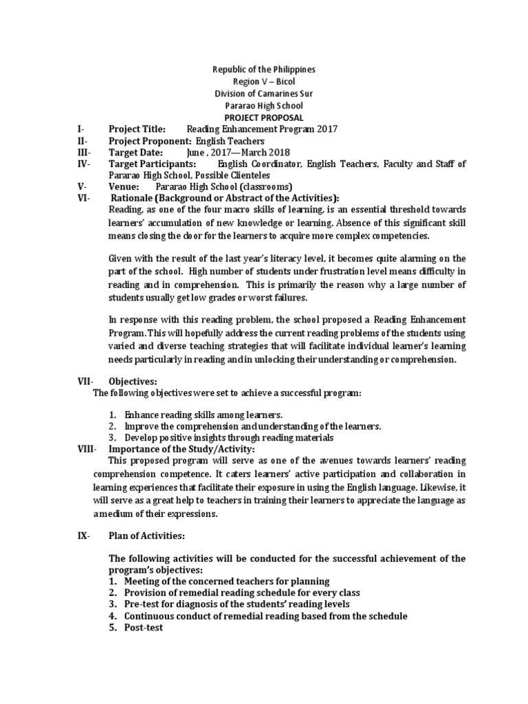 Plan Remedial Reading | PDF | Reading (Process) | Literacy