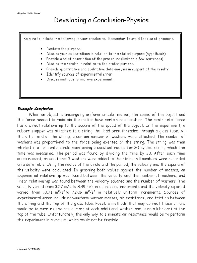 Developing A Conclusion-Physics | PDF | Friction | Velocity