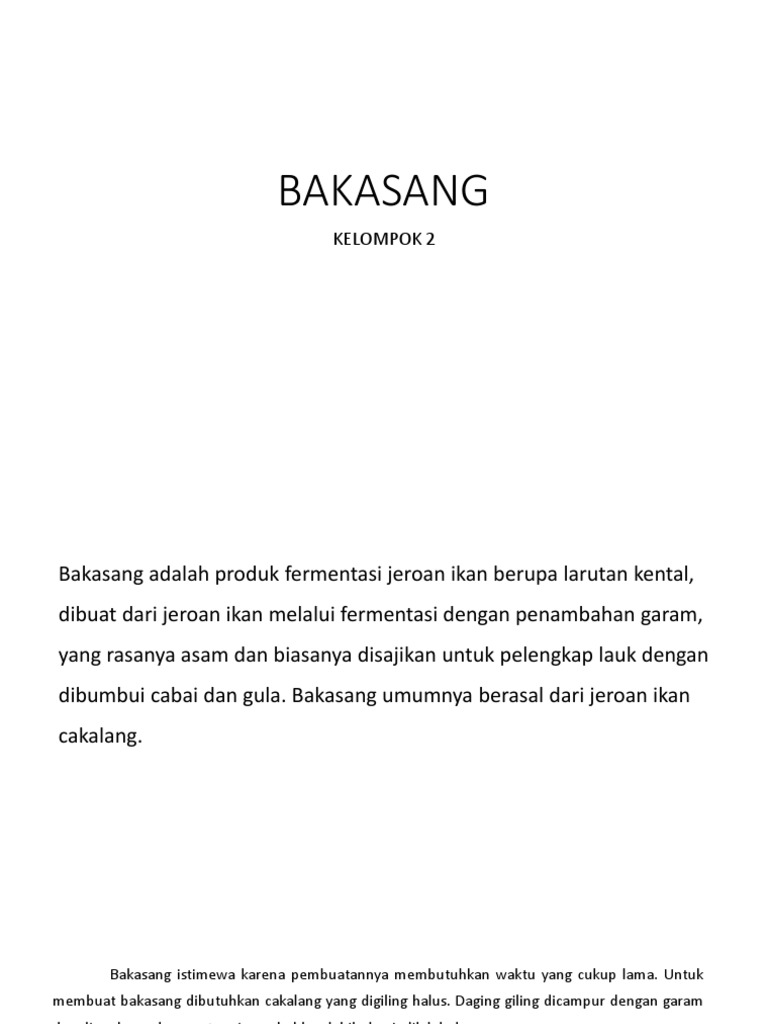 Bakasang | PDF | Memasak, Makanan, & Anggur | Kesehatan Holistik