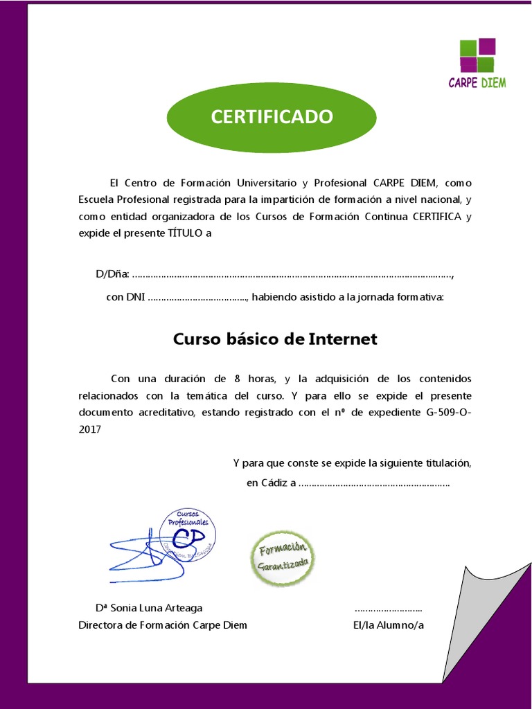 Diploma Curso Online Gratis Internet | PDF