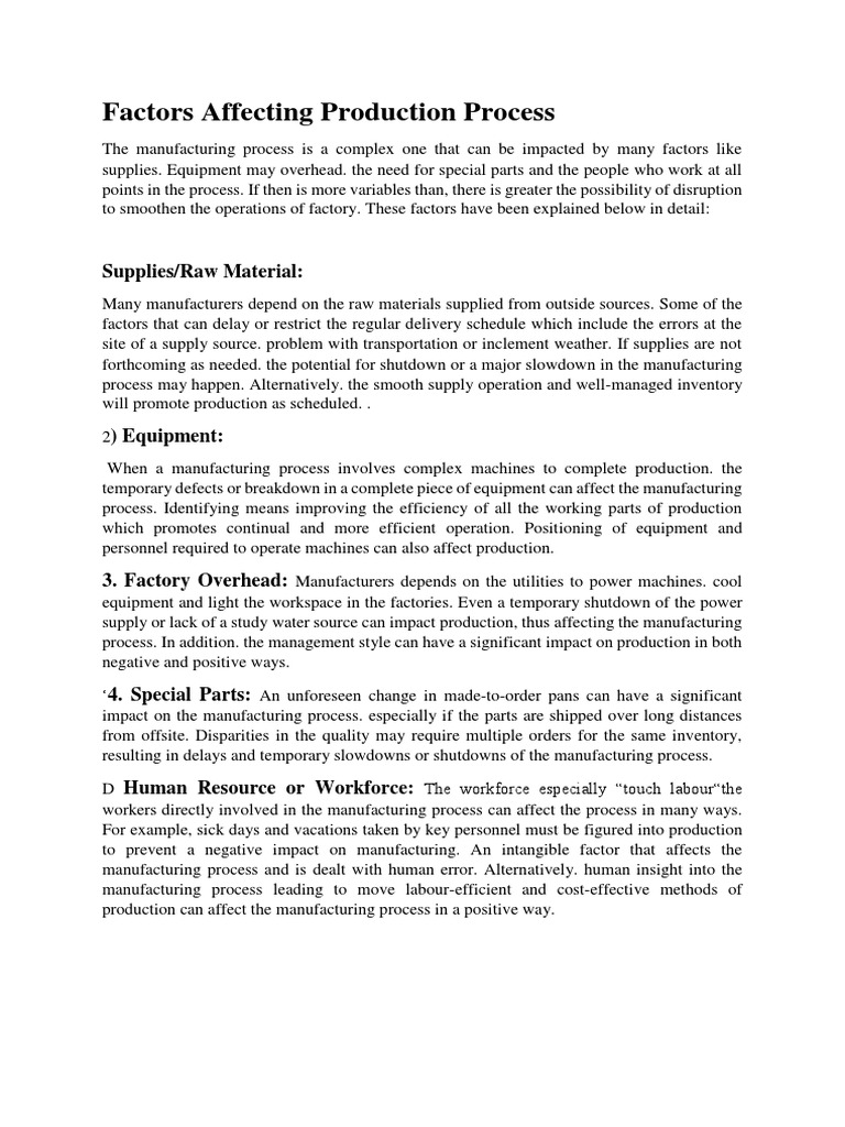 Key Factors Impacting Manufacturing Process | PDF | Factory | Inventory