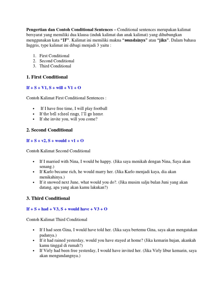 First Conditional: Pengertian Dan Contoh Conditional Sentences ...