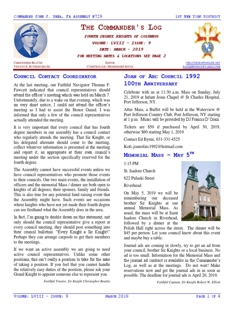 Commander's Log March 2019 | PDF | Lent | Fasting