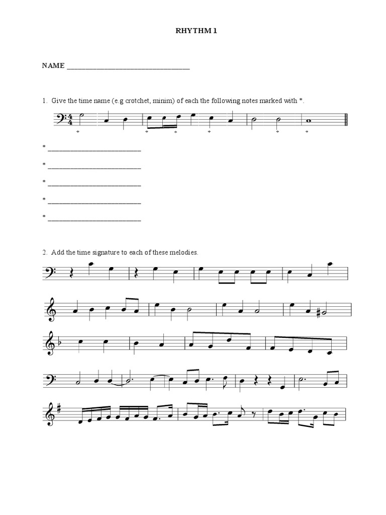 Grade 1 Music Theory Exercises | PDF | Scale (Music) | Notation