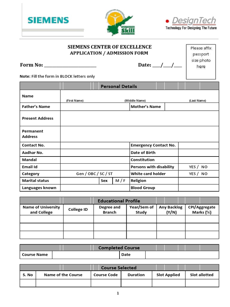 COE Admission Form Final | PDF | Driver's License | Government And ...