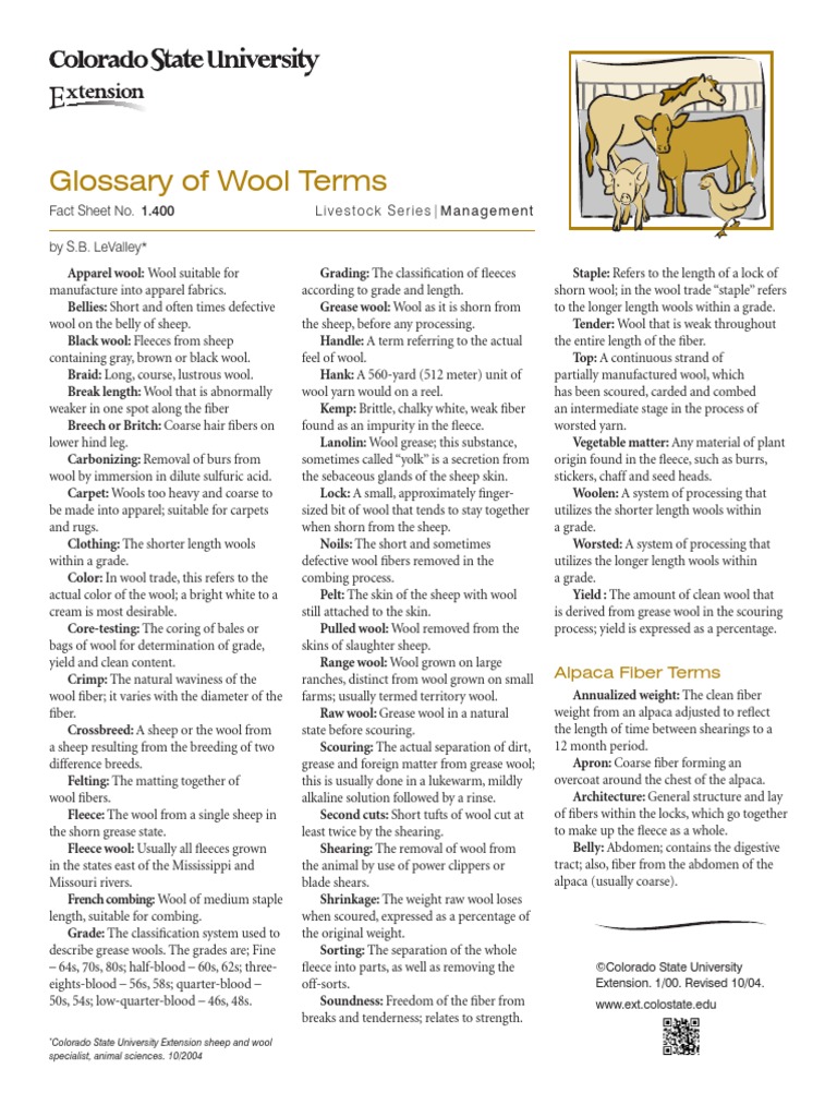 Glossary of Wool Terms | PDF | Wool | Animal Hair Products