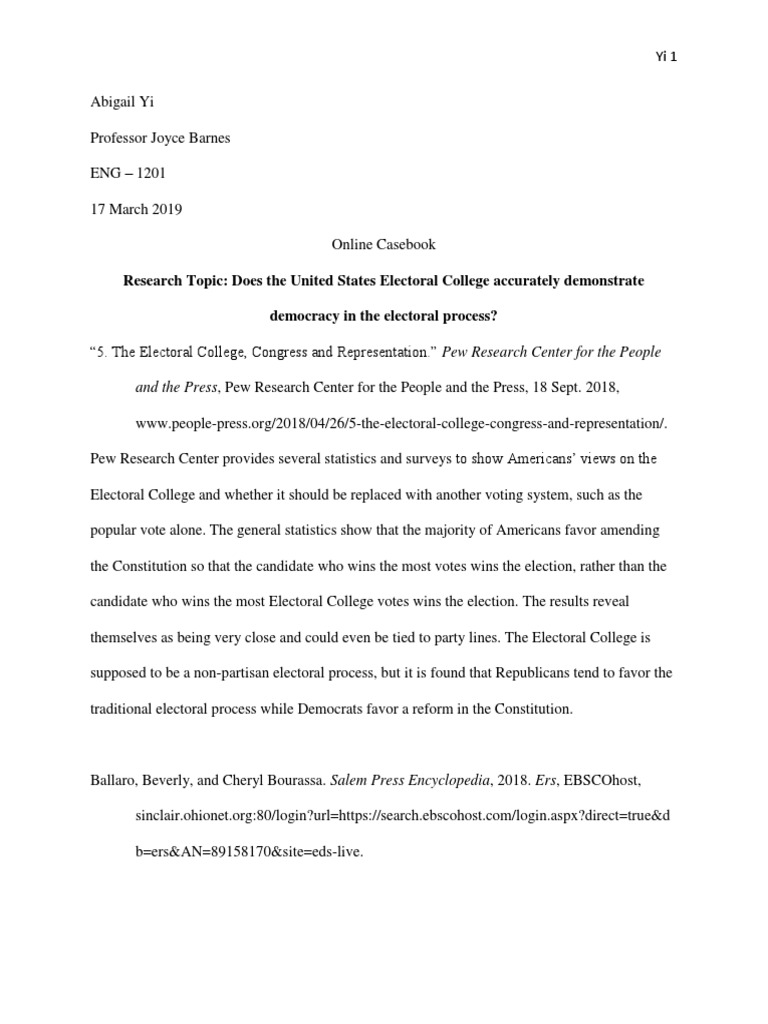 Electoral College: Democracy Debate | PDF | United States Presidential ...