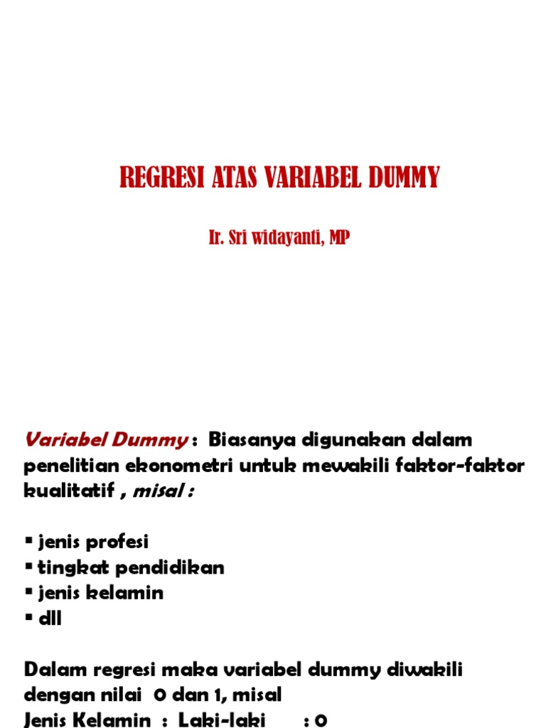 Regresi Atas Variabel Dummy 1 | PDF