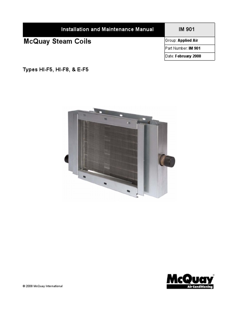 Mcquay Steam Coils: Installation and Maintenance Manual | PDF | Steam ...