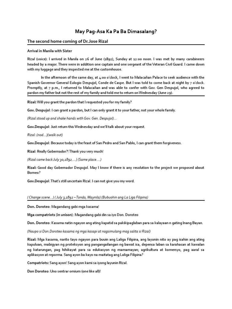 May Pag-Asa Ka Pa Ba Dimasalang?: The Second Home Coming of DR - Jose ...