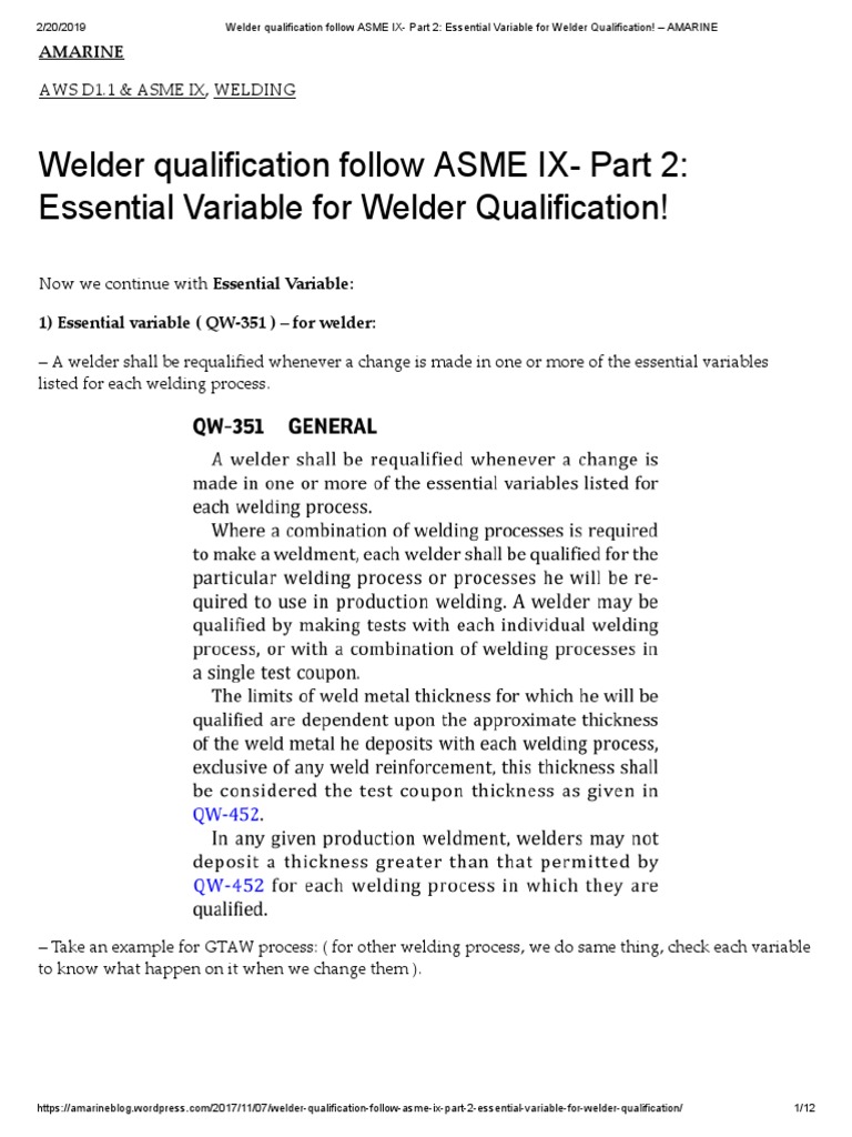 ASME IX Essential Variables for Welders | PDF | Welding | Construction