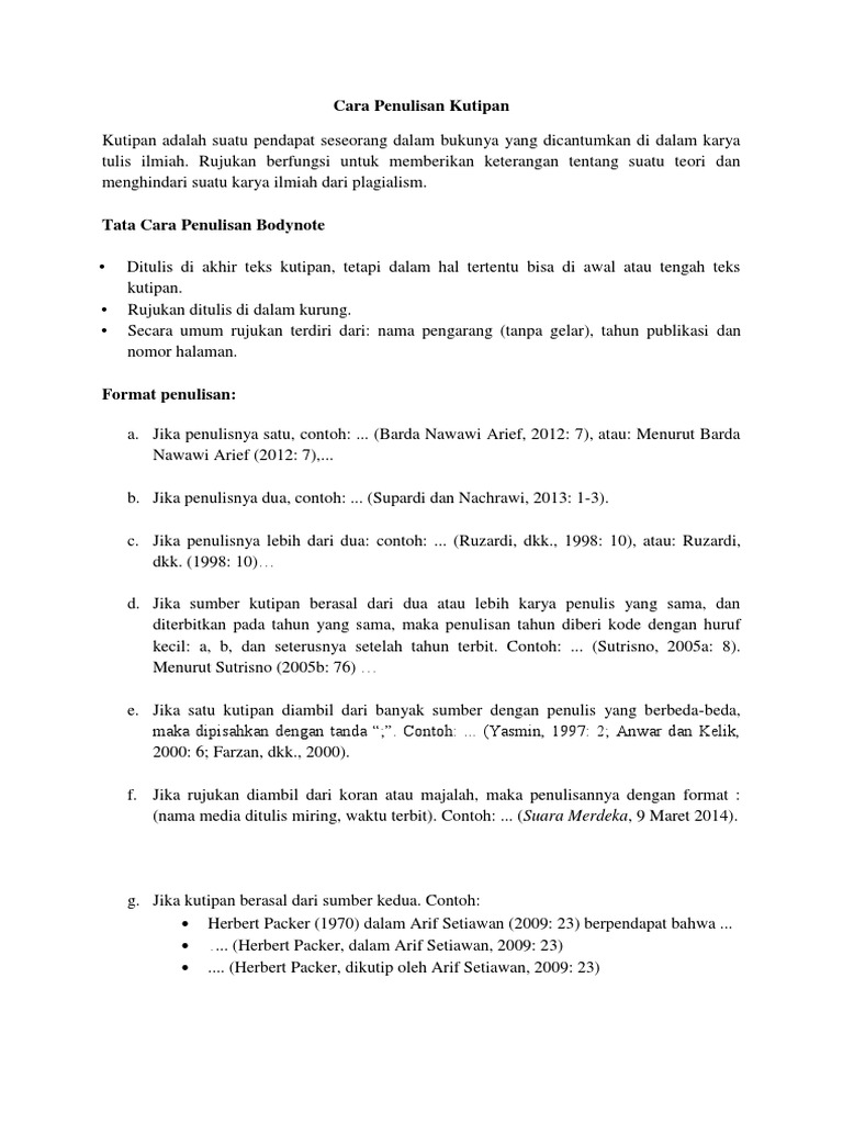 Tata Cara Penulisan Rujukan | PDF
