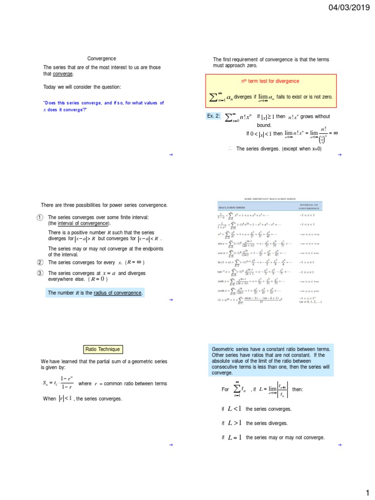 Convergence | PDF | Series (Mathematics) | Complex Analysis