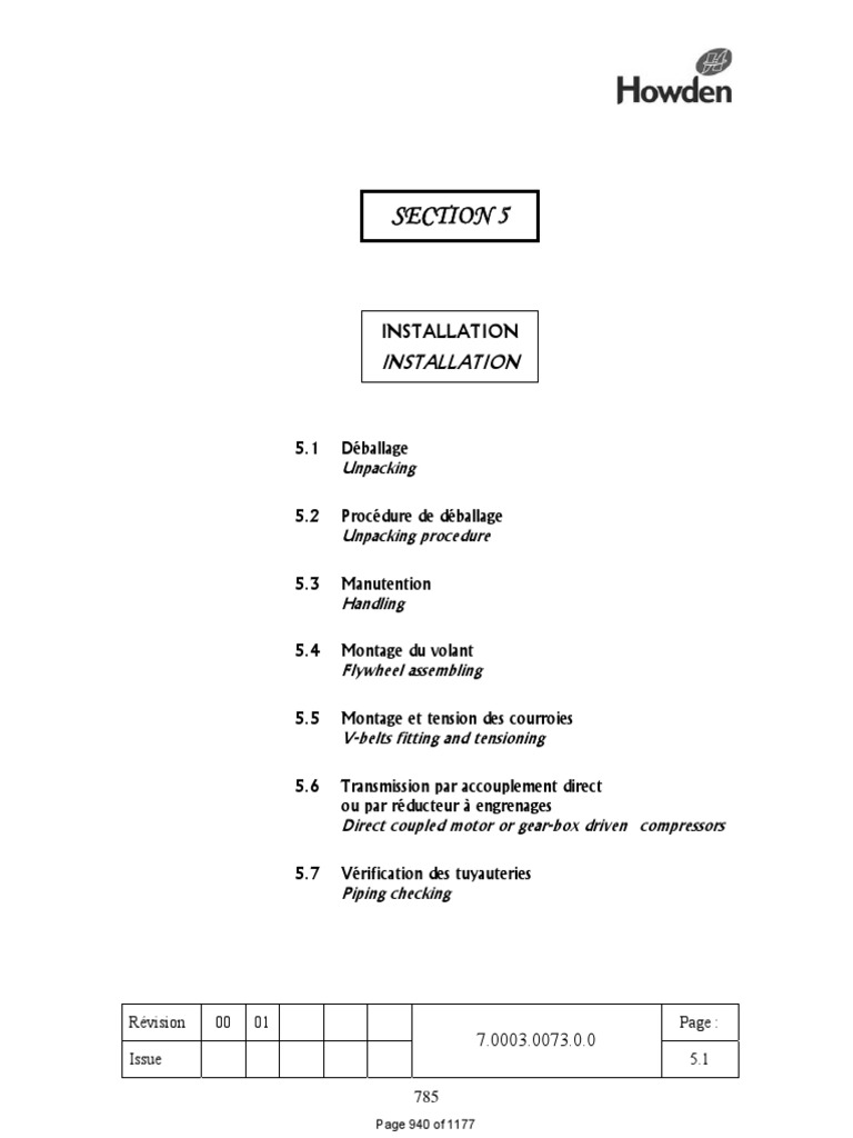 Howden Compressor Manual PDF | PDF | Piston | Machine