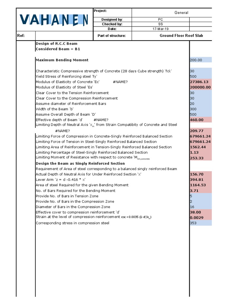 R C C Beam Design Pdf Beam Structure Bending