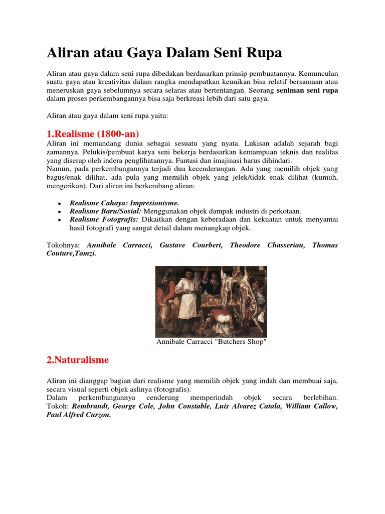 Aliran Atau Gaya Dalam Seni Rupa | PDF
