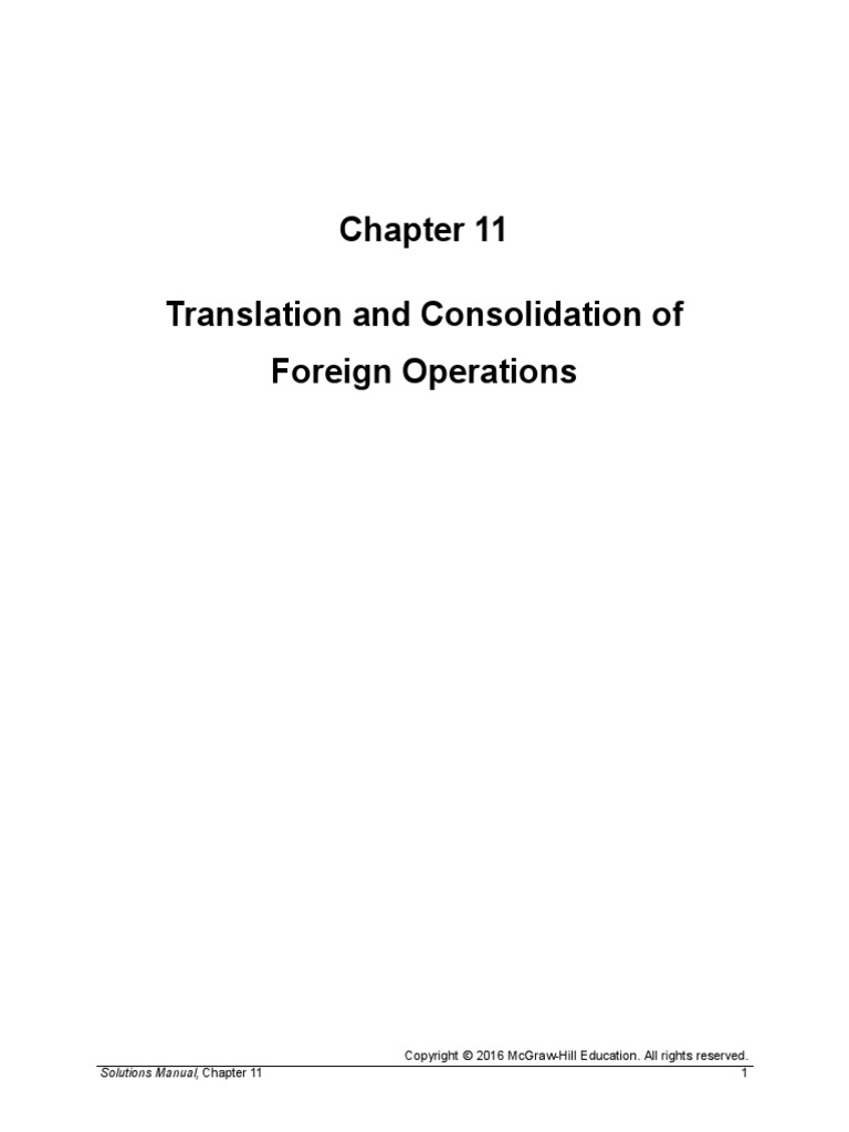 Translation and Consolidation of Foreign Operations: Solutions Manual ...