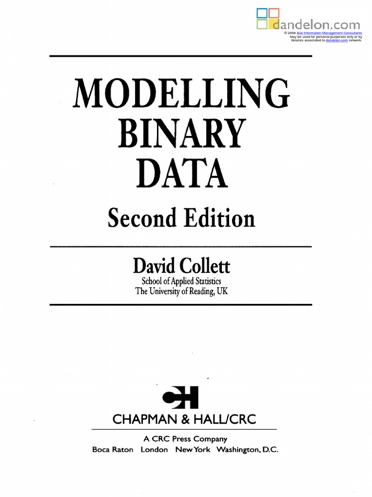 Modelling Binary Data: Second Edition | PDF | Logistic Regression | Mathematical And ...