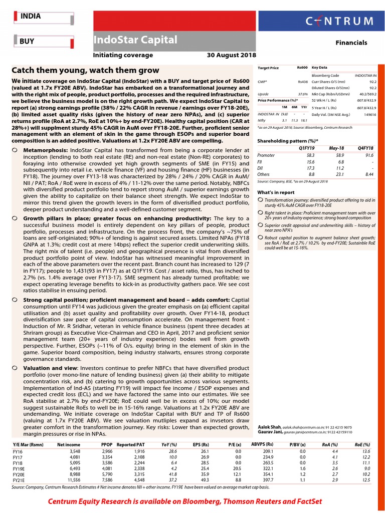 IndoStar Capital - Initiating Coverage - Centrum 30082018 | PDF ...