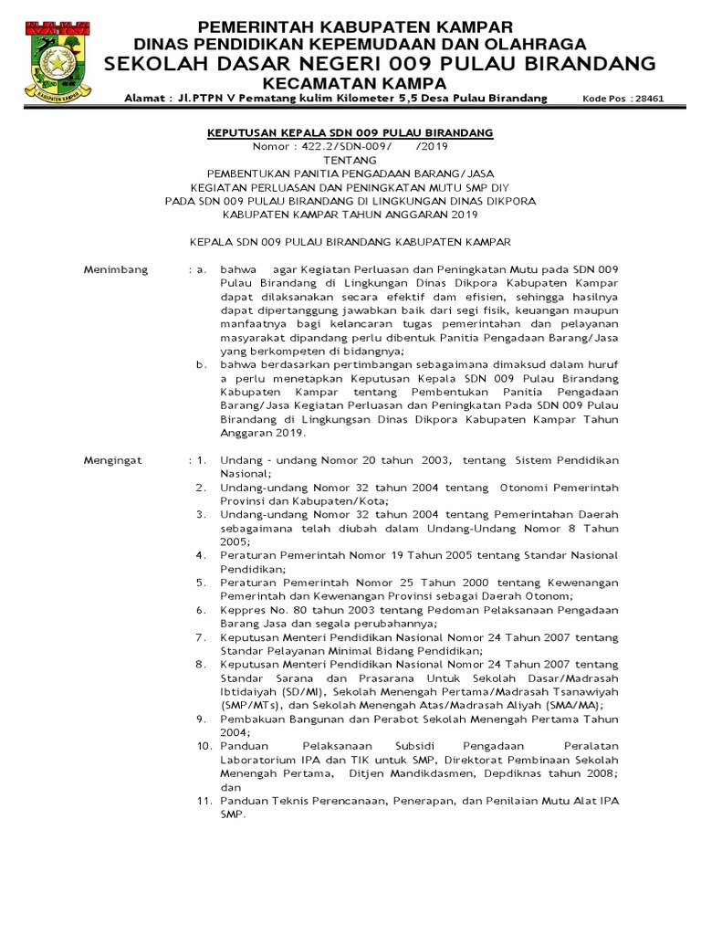 SK Tim Pengadaan Barang Dan Jasa | PDF