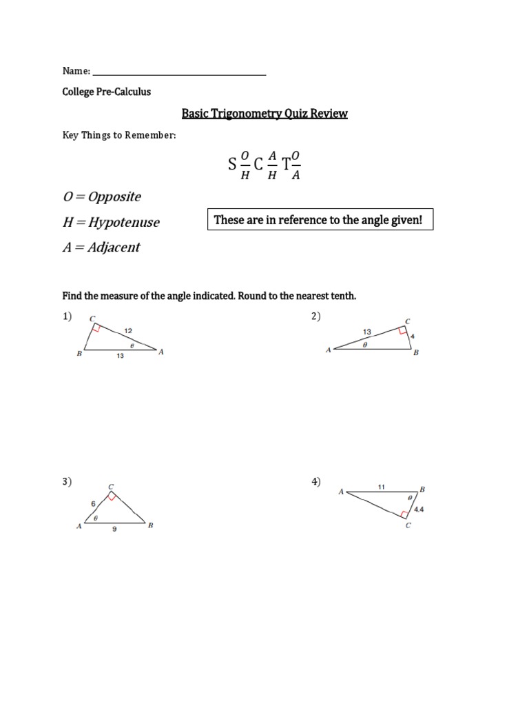Pre-Calculus Trigonometry Review | PDF | Trigonometric Functions ...