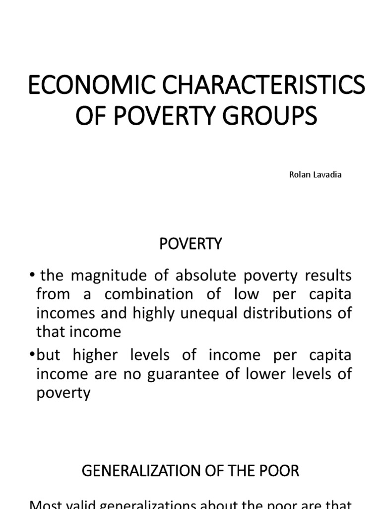Economic Characteristics of Poverty Groups | PDF