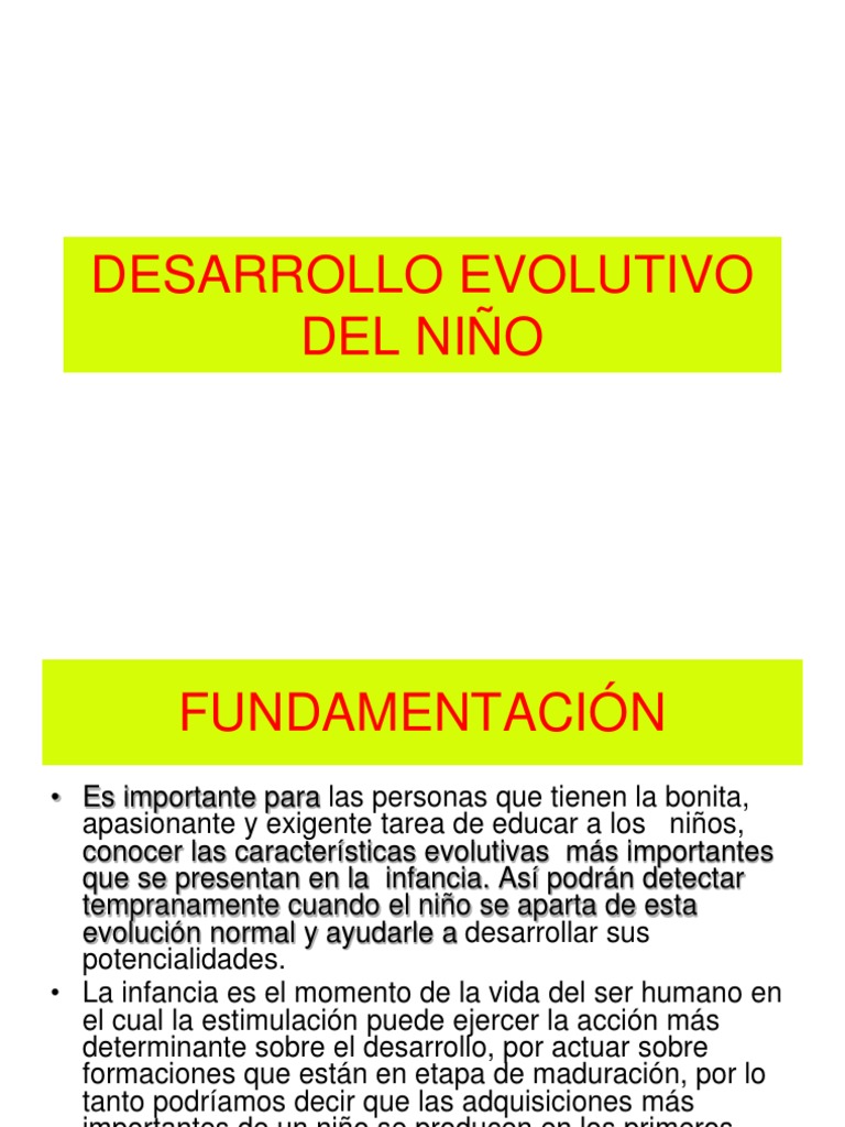 Desarrollo Evolutivo Del Niño | PDF | Evolución | Vida