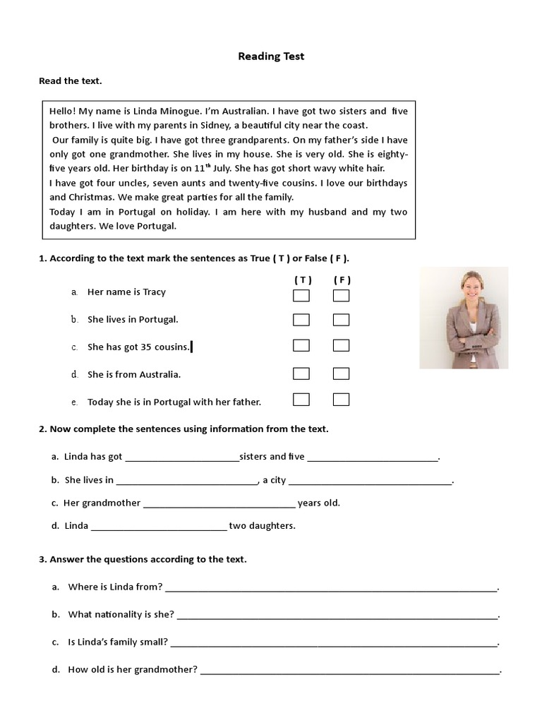 Reading Comprehension Family Describing People | PDF