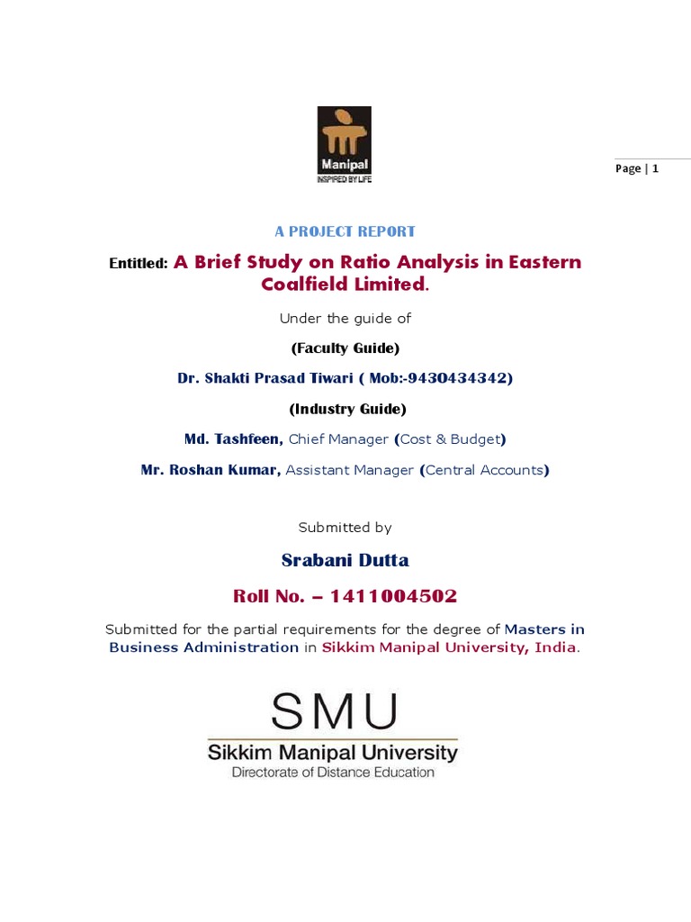 A Study On Ratio Analysis PDF | PDF | Debits And Credits | Expense
