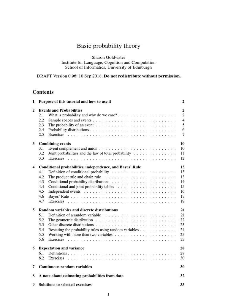 Introduction to Basic Probability Theory | PDF | Probability Theory | Probability Distribution
