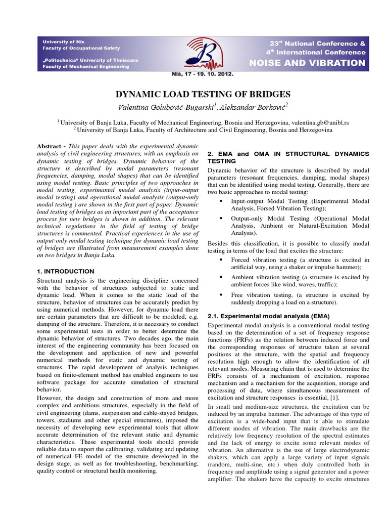Dynamic Load Testing of Bridges PDF | PDF | Spectral Density | Normal Mode
