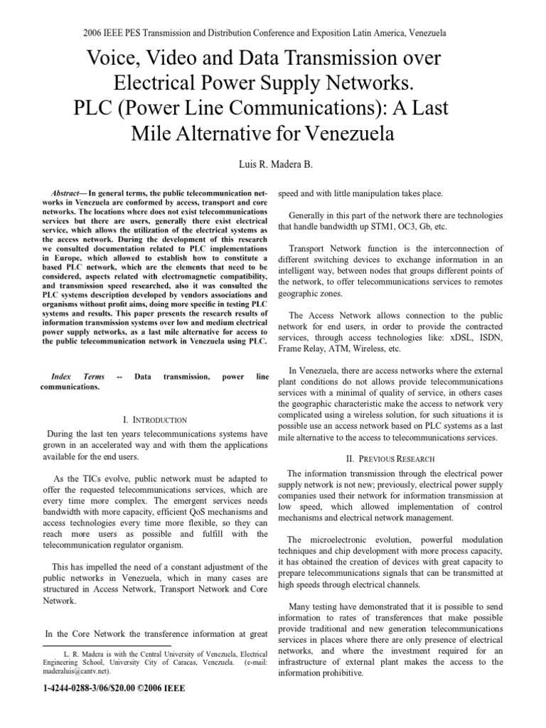 Voice, Video and Data Transmission Over Electrical Power Supply ...
