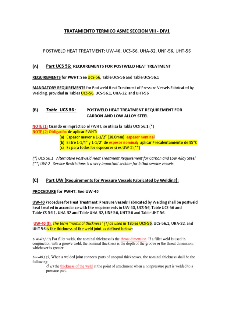 Requisitos PWHT según ASME UCS-56 | PDF | Metalurgia | Procesos ...