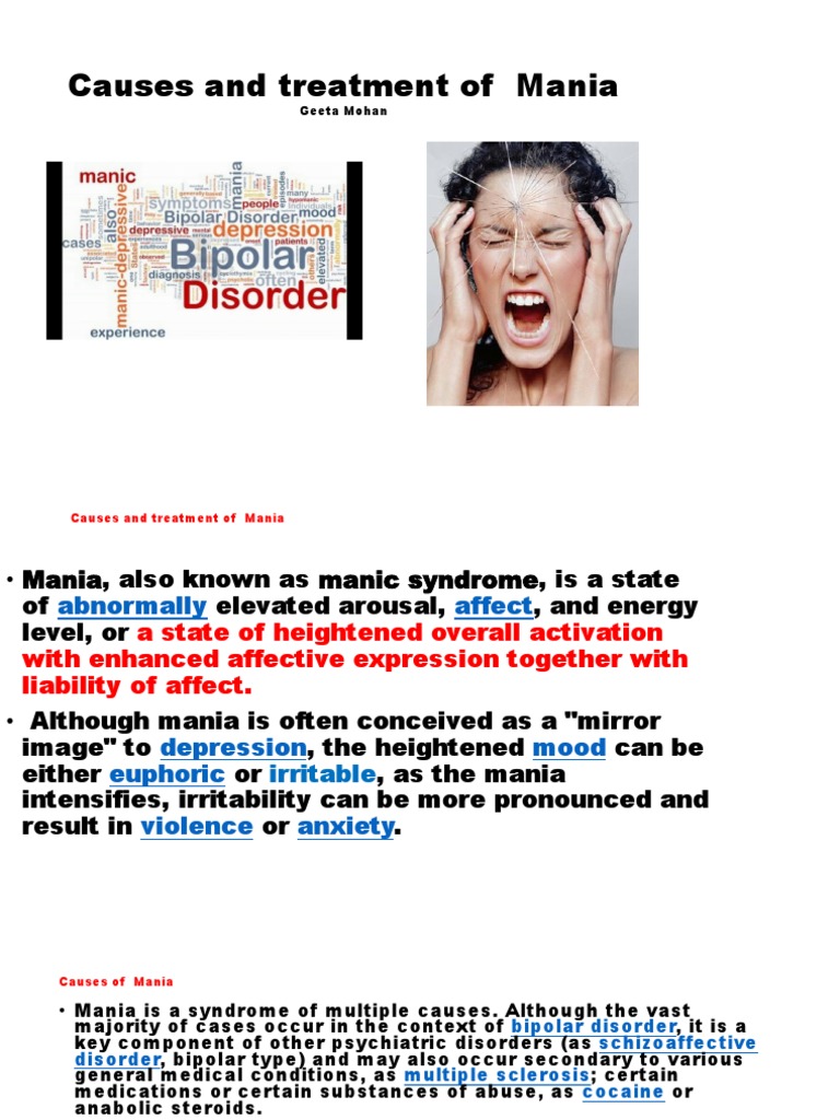 Causes and Treatment of Mania | PDF | Mania | Bipolar Disorder