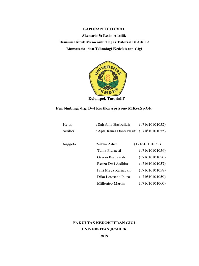 Laporan Tutorial Sken 3 Resin Akrilik | PDF