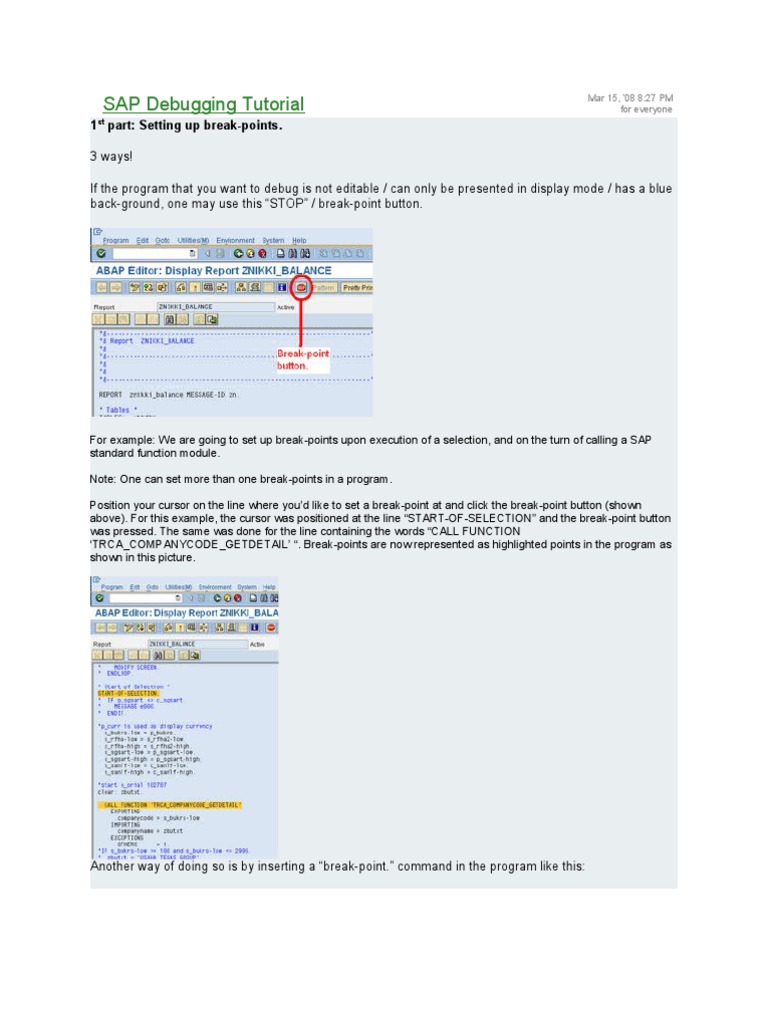 SAP Debugging Tutorial | Download Free PDF | Software Development | Computer Engineering