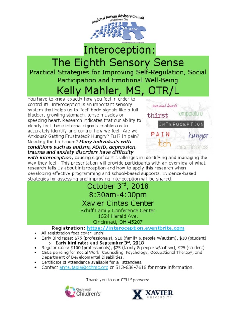 Interoception: The Eighth Sensory Sense Kelly Mahler, MS, OTR/L | PDF