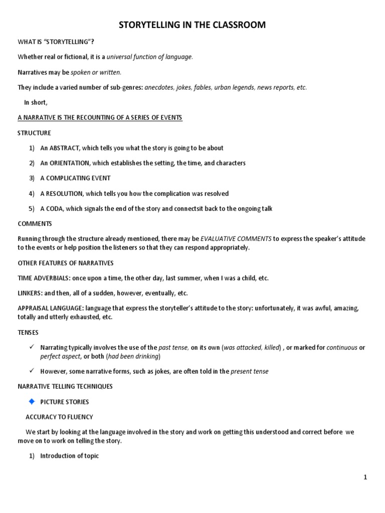 Storytelling in The Classroom | PDF | Narrative | Storytelling