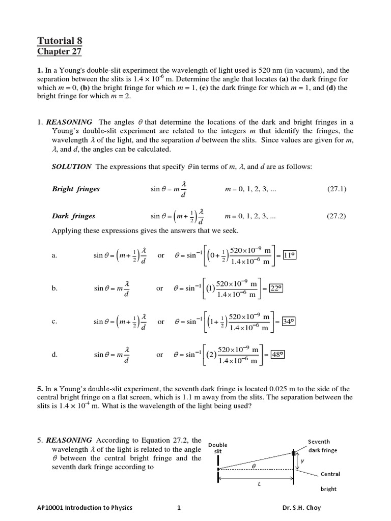 Tutorial Ch27 Solution | PDF | Wavelength | Equations