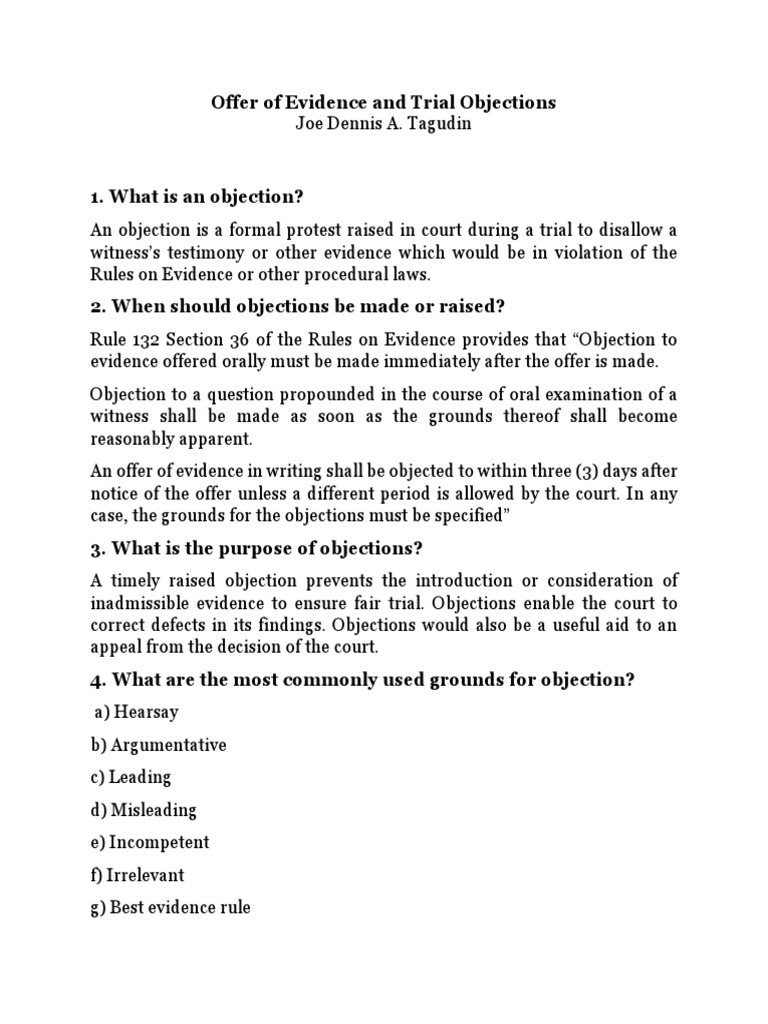 Offer of Evidence and Trial Objections | PDF | Politics | Social Science